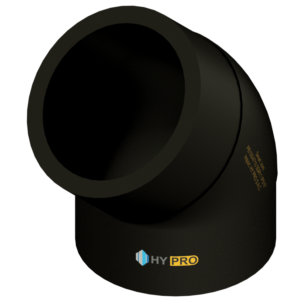 CODO 45° Ø 10" SDR11 ASTM HDPE PE100/4710 (SMART JOINT) | HY PRO